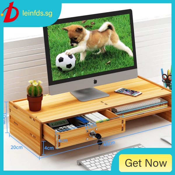 Laptop Stand Desktop Bookshelf Shelfdesktop Shelfrackwooden Monitor ...