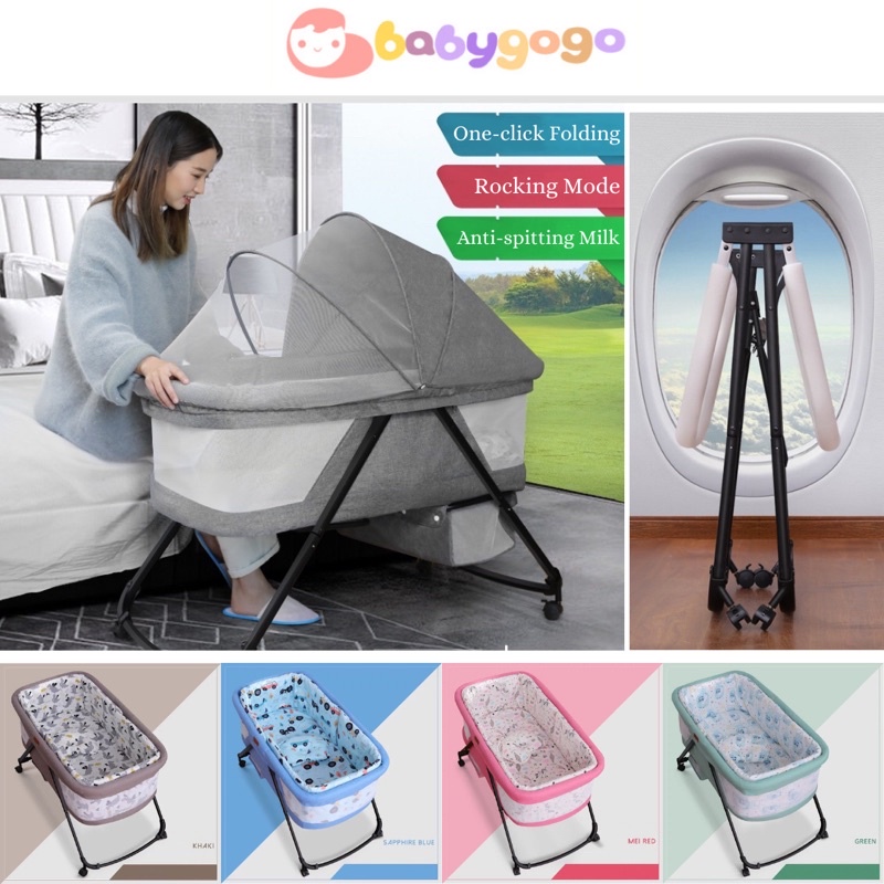 Baby Cot Rocking Bed Foldable Compact Baby Bed Lightweight Baby Crib ...
