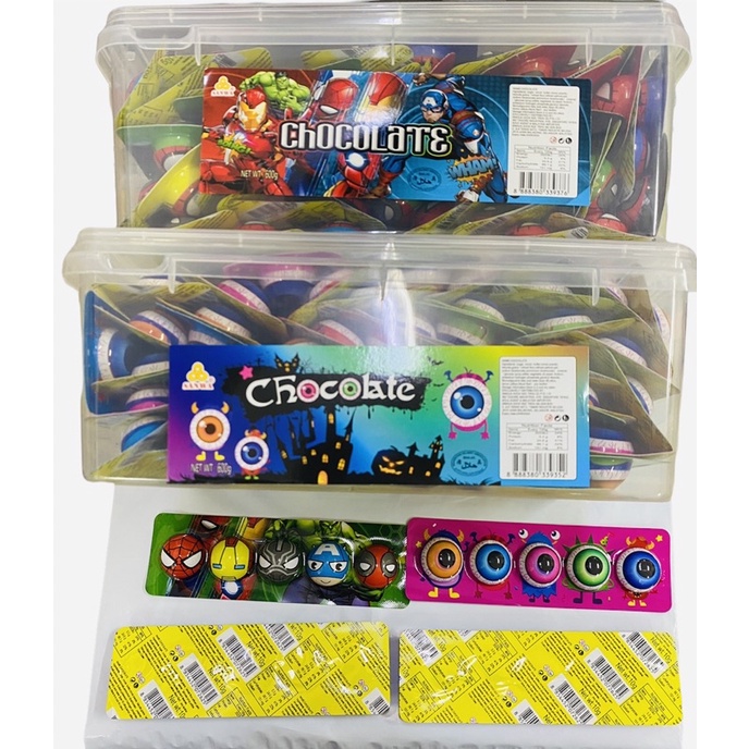 Chocolate strips eyeball superhero 600g hala (+-60pcs) | Shopee Singapore