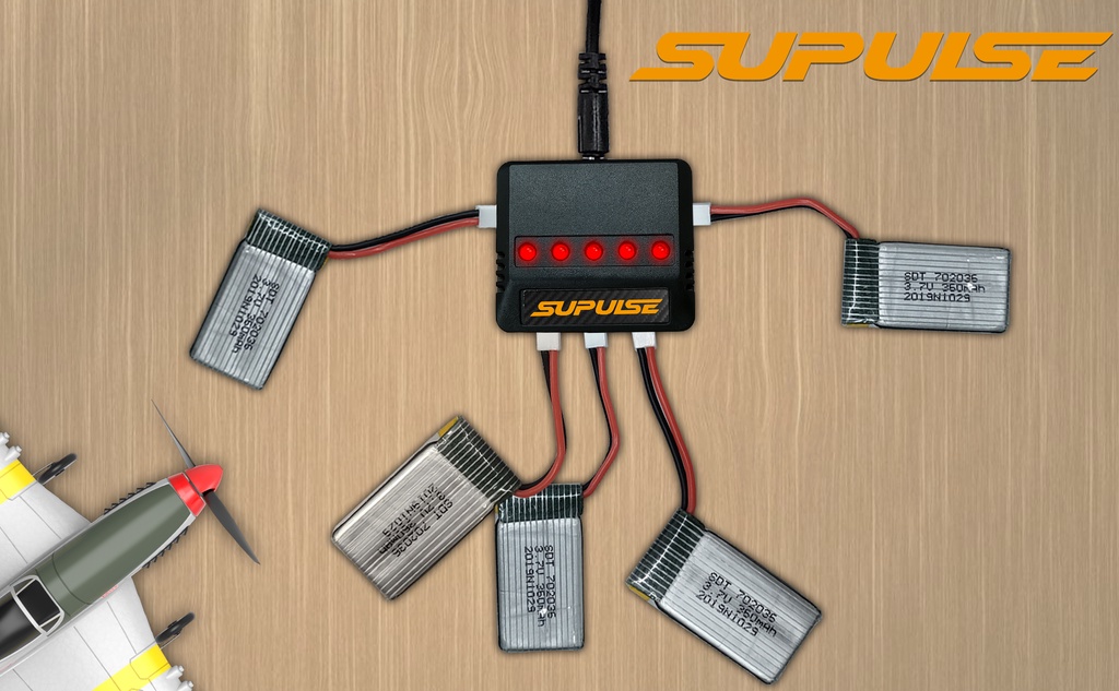 SUPULSE Lipo Battery Charger Compact 5 in 1 DC 3.7V 1S 1 Cell RC ...