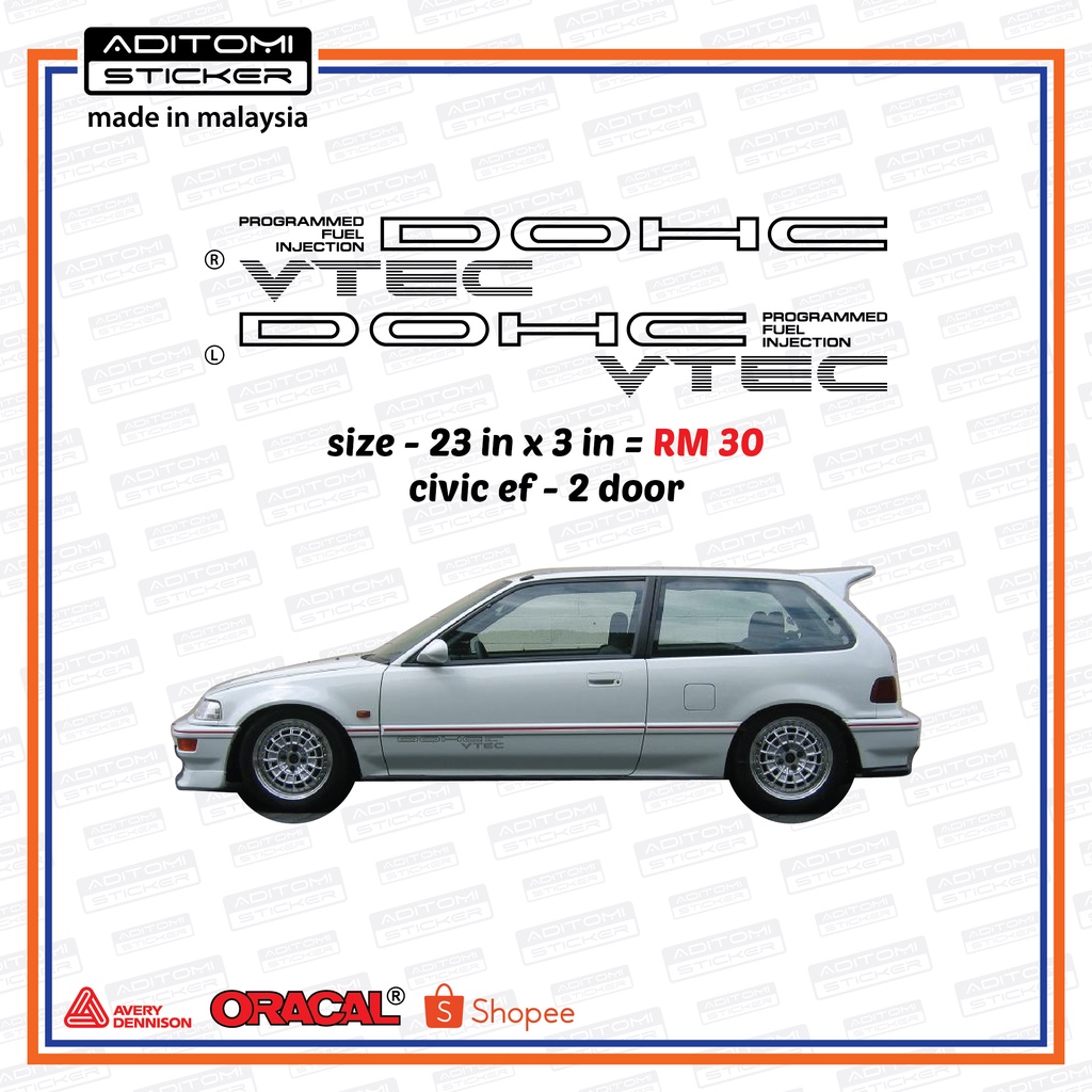 Honda Civic VTEC EF EX DX 2 Door Sticker | Shopee Singapore