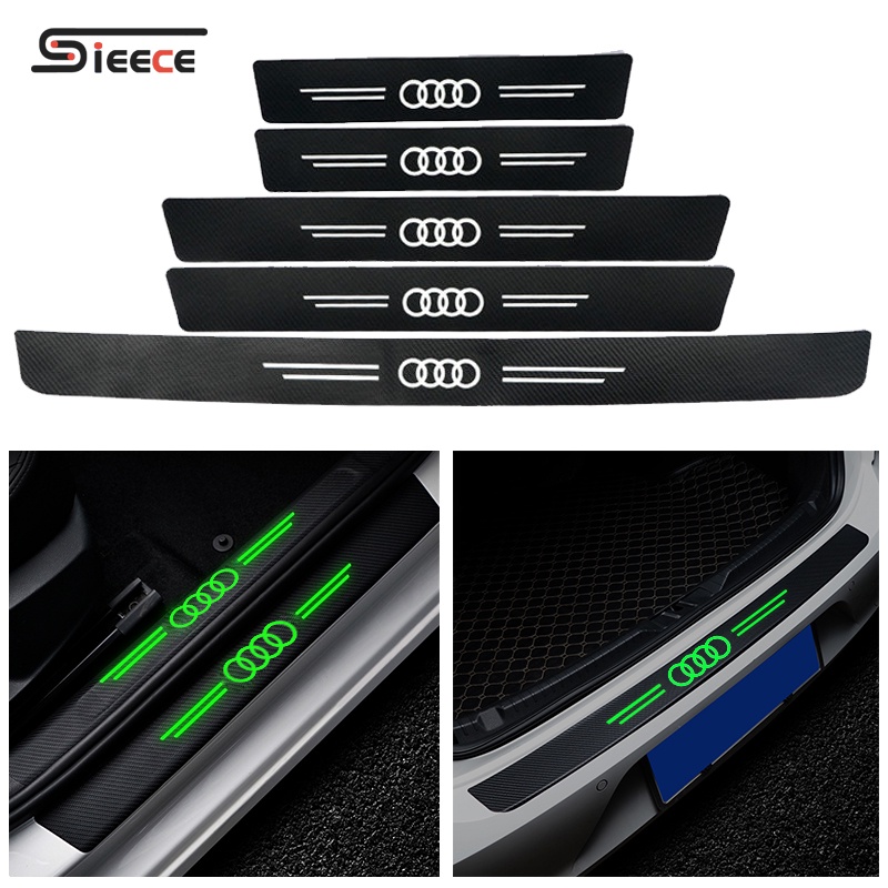 Sieece Car Door Sill Protector Carbon Fiber Luminous Auto Rear Bumper ...