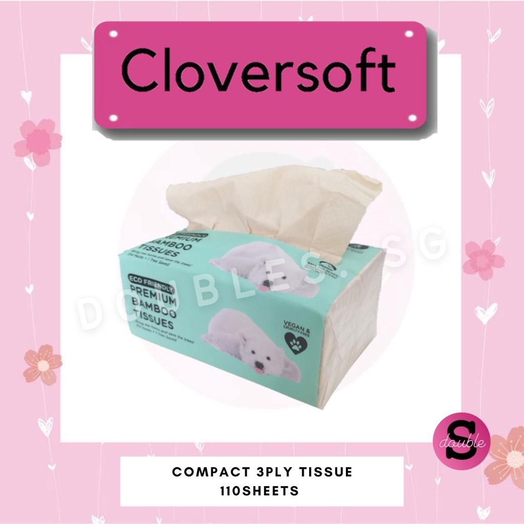 Cloversoft Plant-Based Compact Unbleached Bamboo 3ply Premium Tissues ...