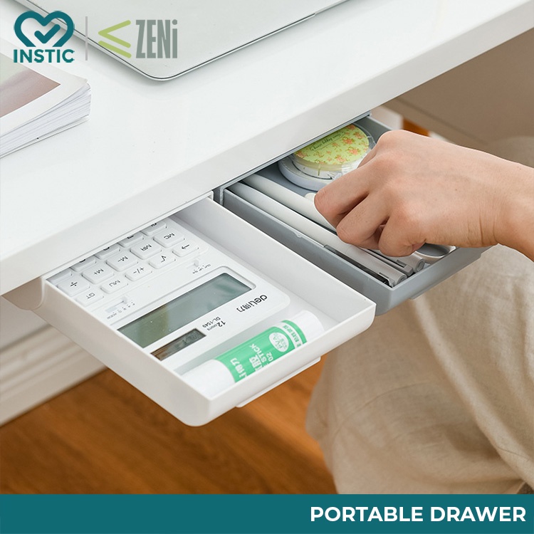 ZENi Portable Storage Drawer | Hidden Under Table Storage Space For ...