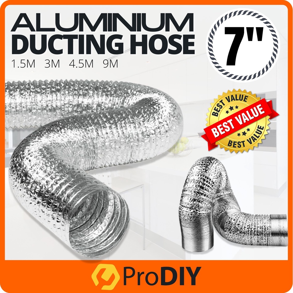 FANSKI 7" X 1.5M/3M/4.5M/9M Flexible Aluminium Ducting Hose Suction ...