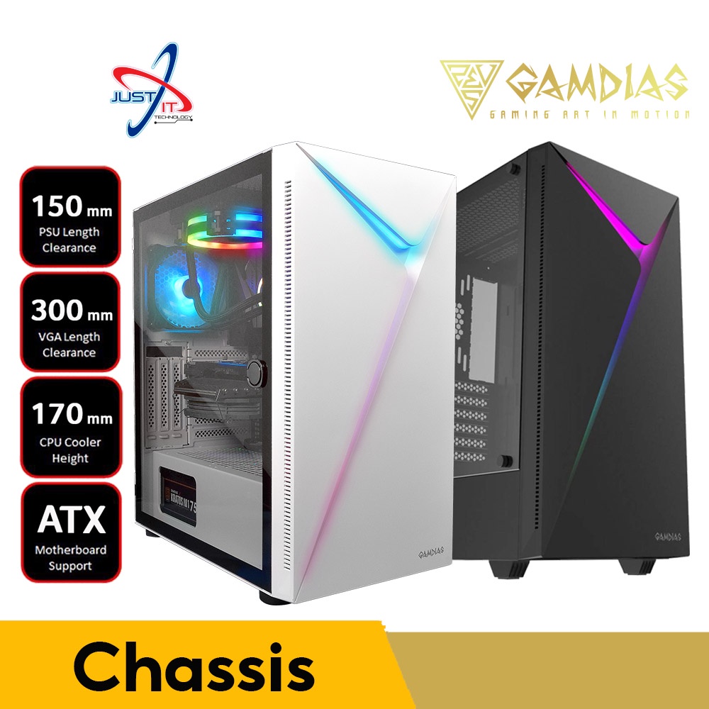 Gamdias Argus E4 Elite Mid tower RGB Casing (Black / White) | Shopee ...