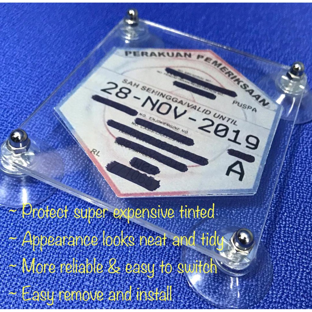 roadtax holder for "PUSPAKOM STICKER" with alignment line FREE Laminate ...