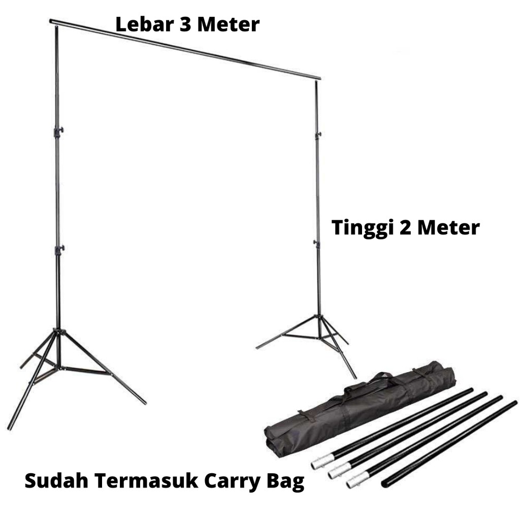Backdrop Background Pole / Background Stand Bracket Height 2m Width 3m ...