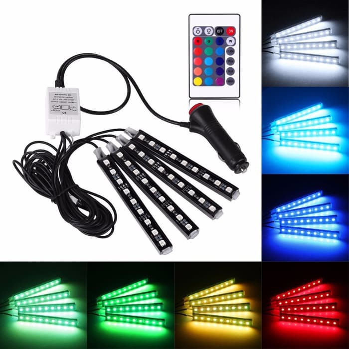 Colorful RGB Remote Car Interior Cabin Dashboard LED Lights Under ...