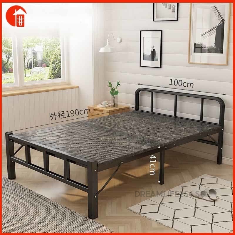 Folding Bed Iron Bed Frame Single Bed Siesta Simple Double Bed Portable ...