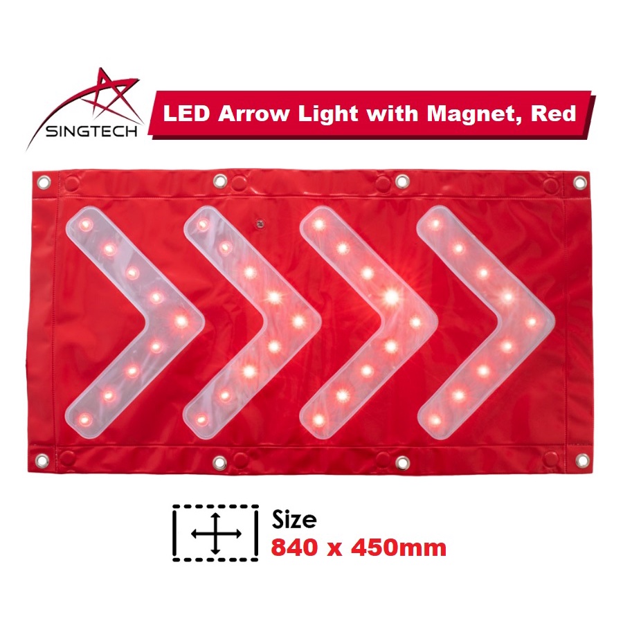 [SINGTECH] LED Arrow Light Panel With Magnet, Red, Vinyl, Warning Light ...