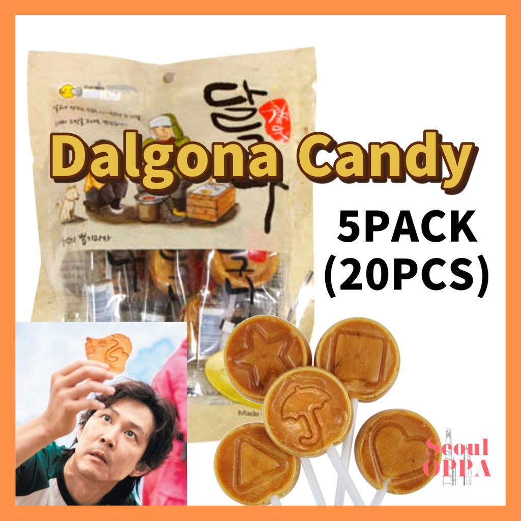 Squid Game Dalgona Candy 5 Pack (20 PCS) Korean Sugar Honeycomb Toffee | Shopee Singapore