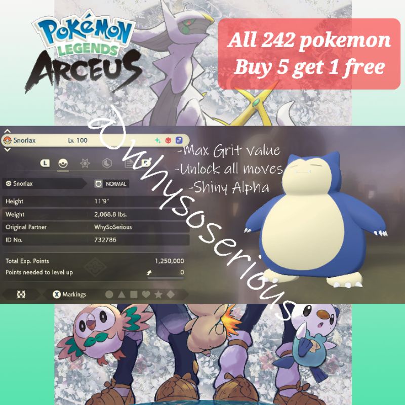 Pokemon Legend of Arceus, Shiny Alpha Snorlax, Battle ready (Digital ...