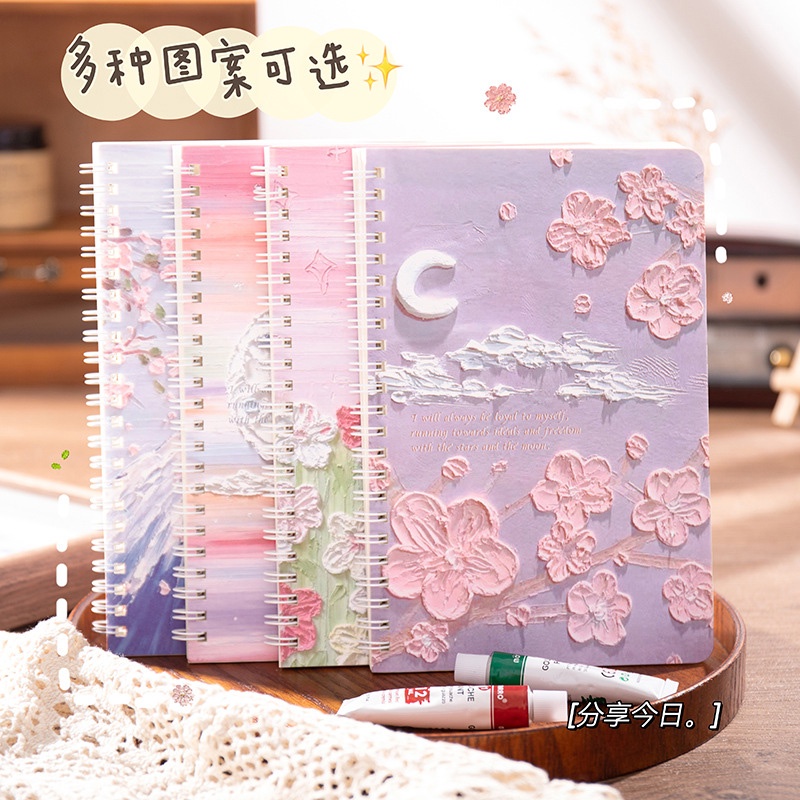 1pcs 60 Sheets Ins Oil Painting Cartoon Cute High-value Coil Book ...