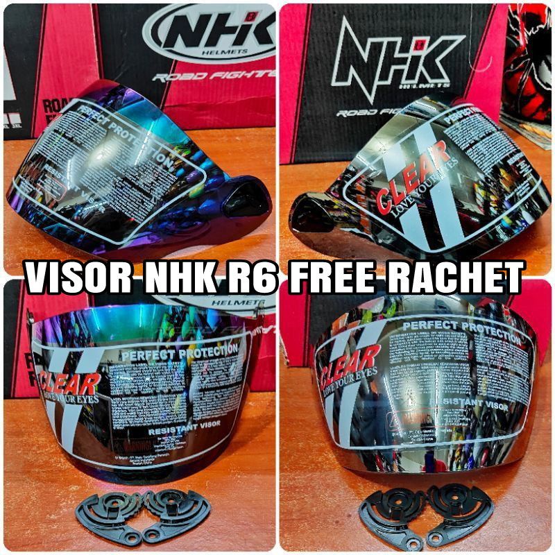 Visor NHK R6 SILVER RAINBOW CLEAR BRAND CLEAR HELMET GLASS NHK R6 ...