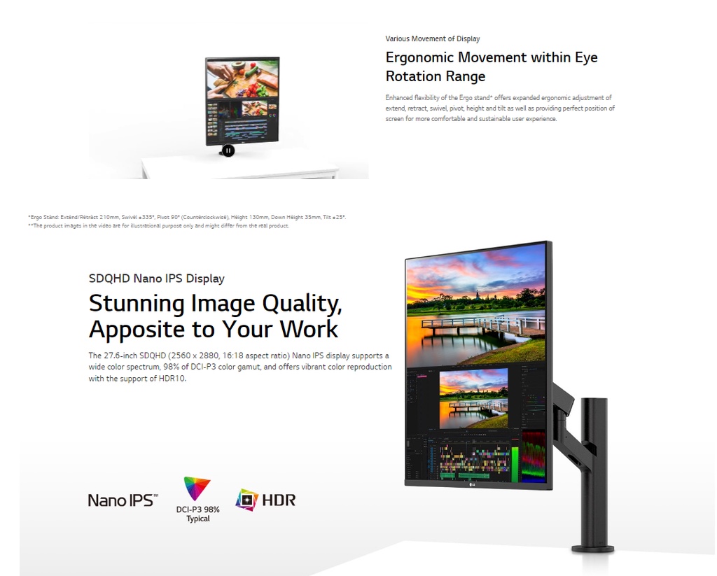 LG 28MQ780/28MQ780-B Dualup Ergo 28'' SDQHD Nano IPS Display Monitor ...