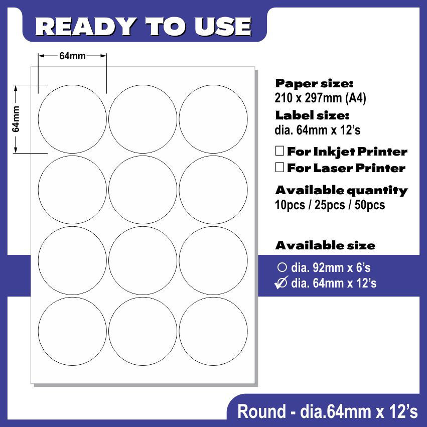 A4 Pre Cut Blank Sticker / A4 Blank Sticker (Round Shape) | Shopee ...
