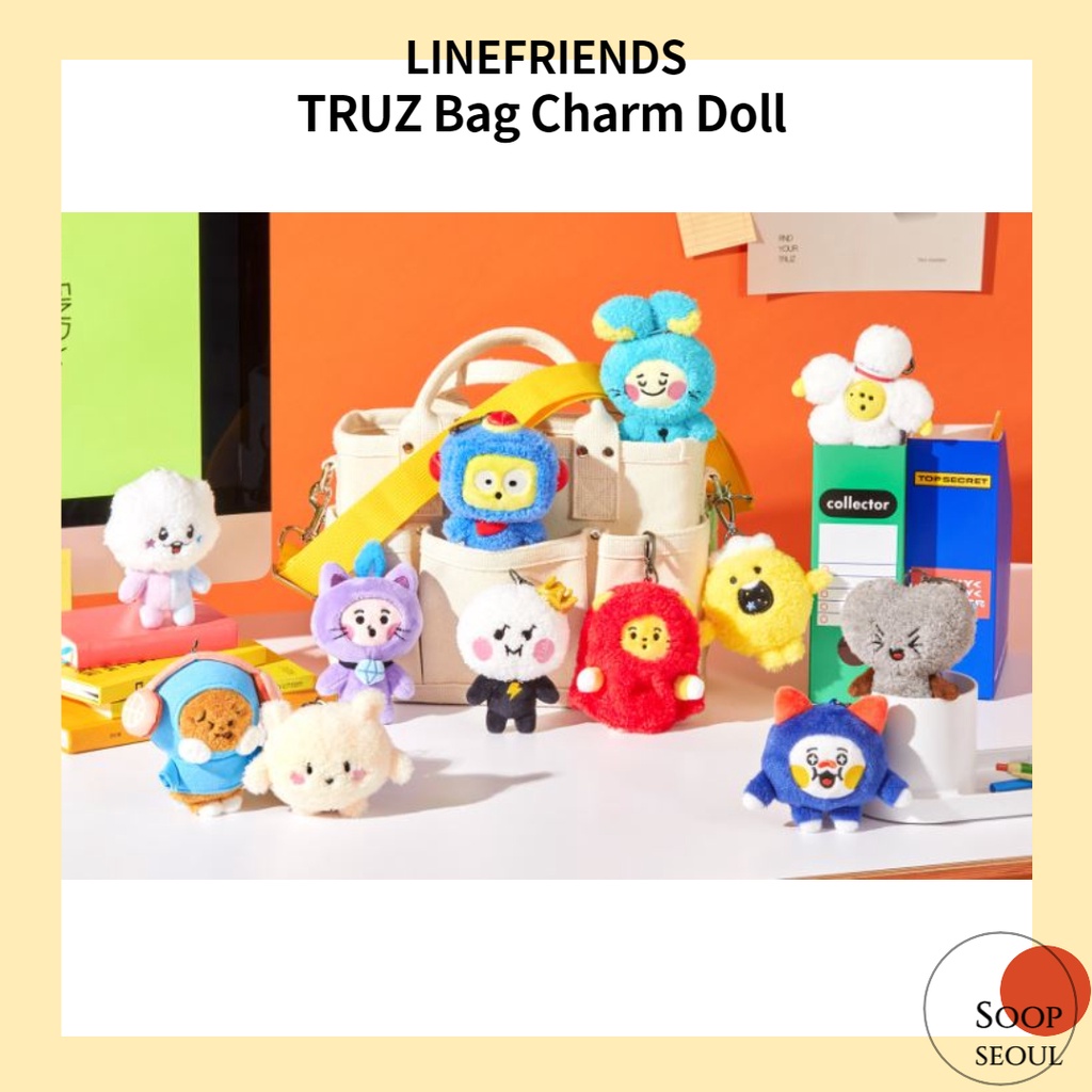 TRUZ Standing BagCharm Doll keyring Linefriends / treasure woopy chilli som bonbon hikun ruru ...