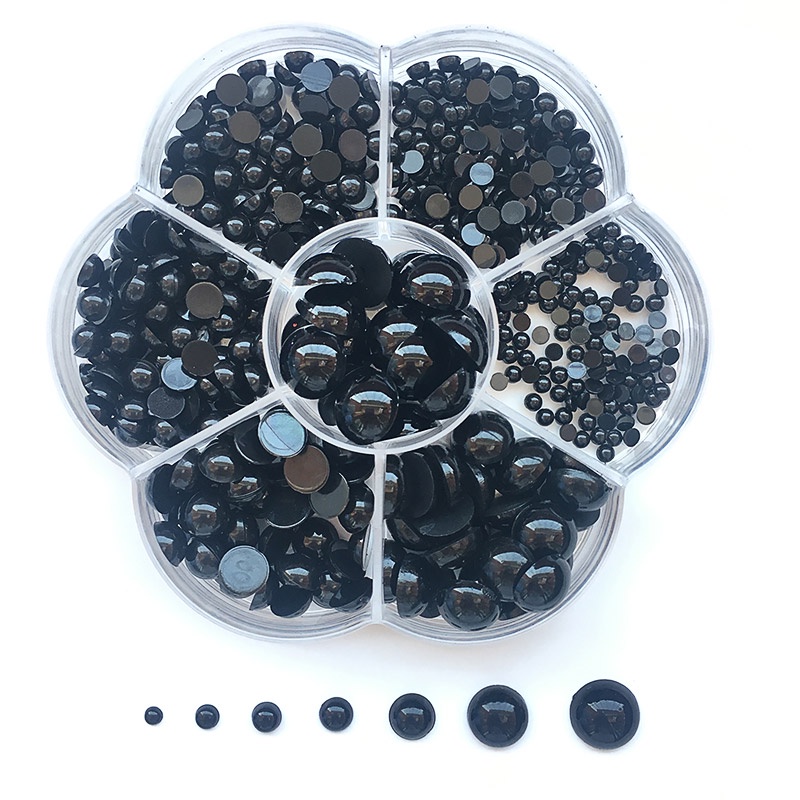3-12mm 500pcs Round Flat Black Eyes Plastic Eyes for Dolls Making Toys ...