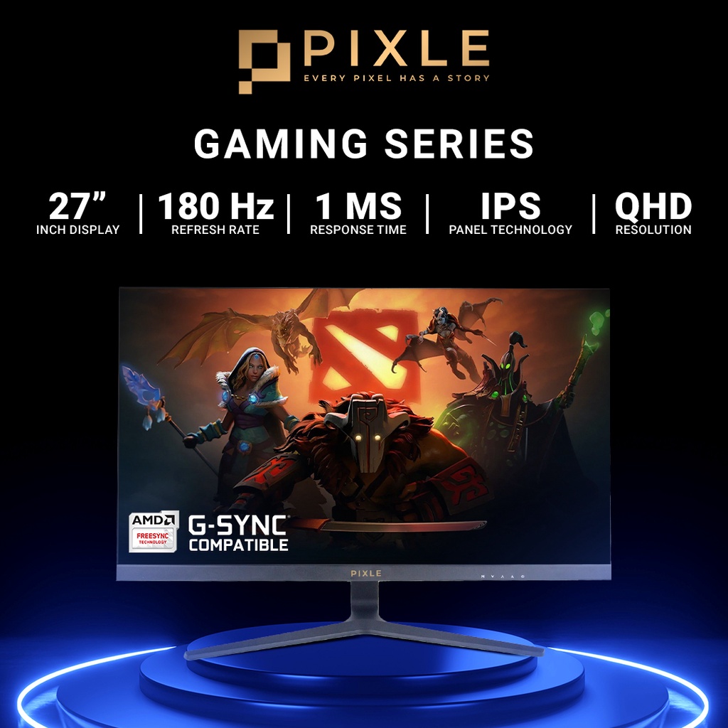 [Pre-Order] PIXLE Gaming Monitor 27 inch | 2K QHD 180hz 1ms Flat 2560 x ...