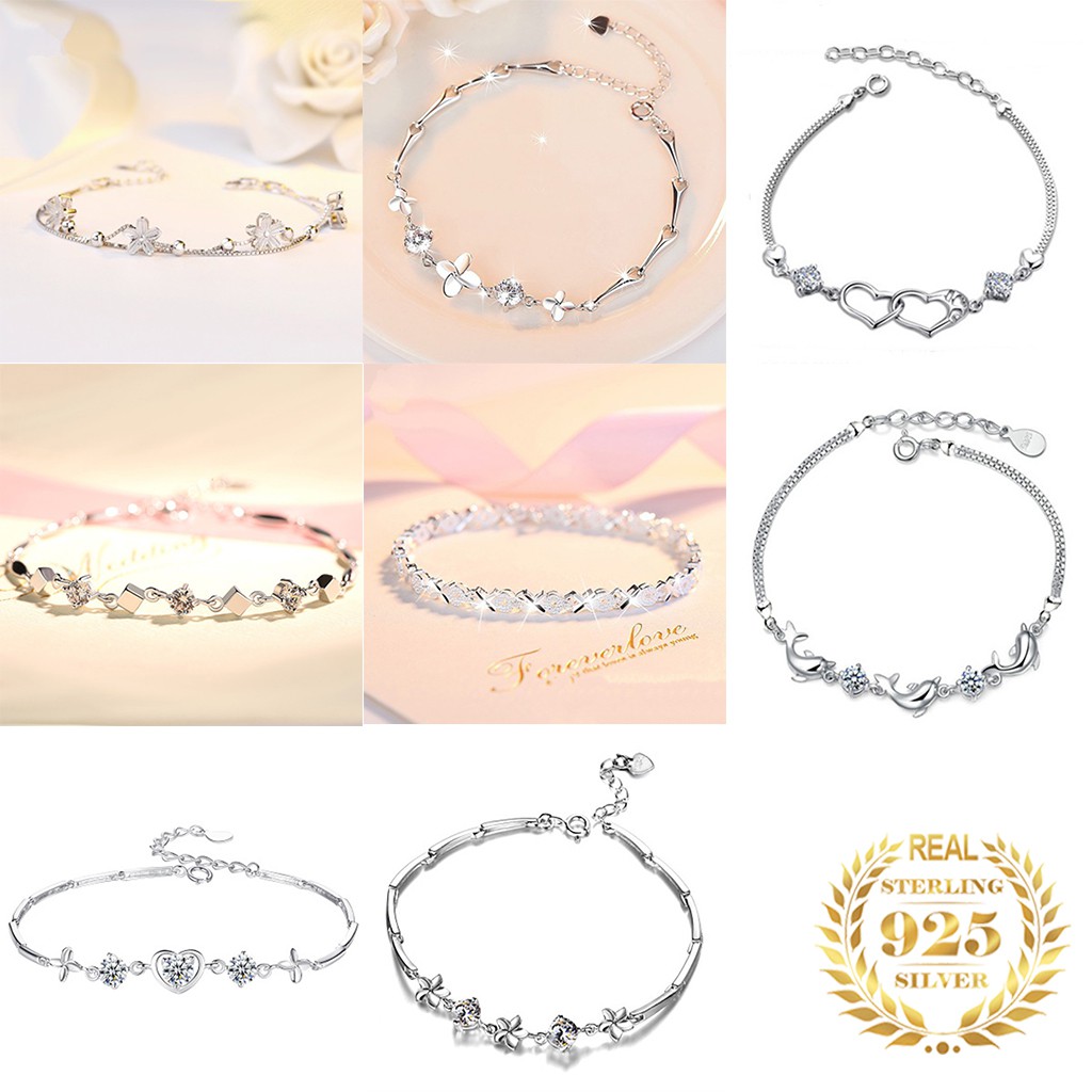 18 styles 925 Sterling Silver Bracelets Unisex Fashion Charm Bracelet ...