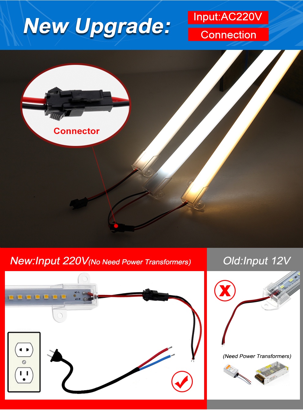 5PCs LED Tube Light 220V High Brightness 2835 30cm 50cm 72LEDs LED Bar ...