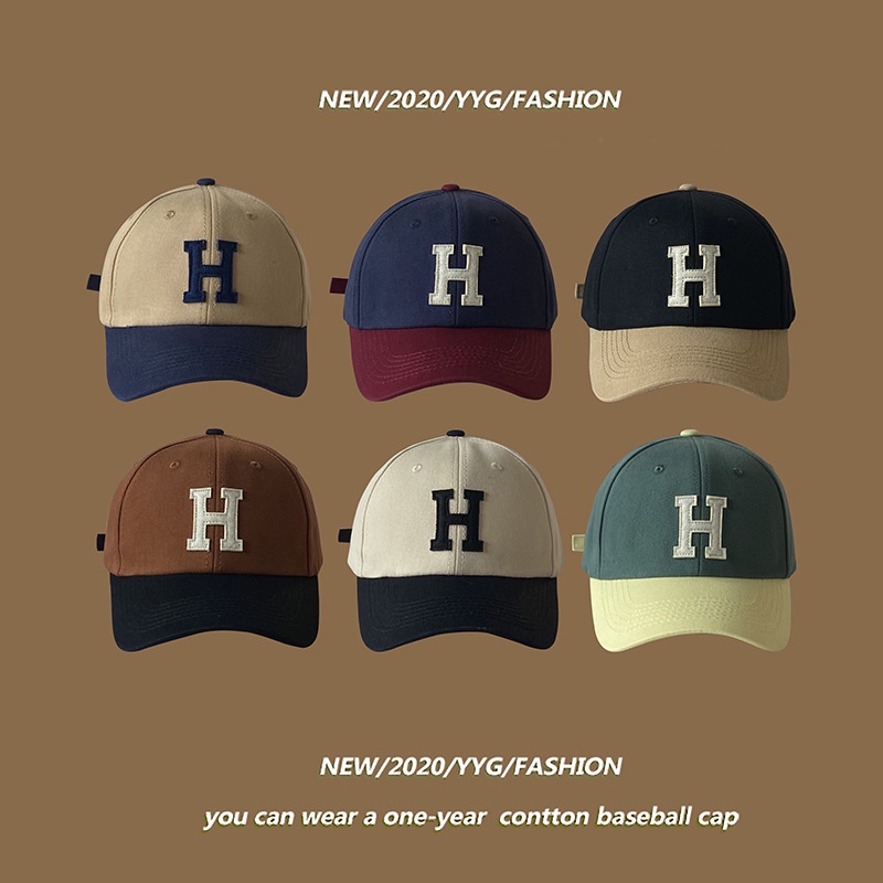 H Standard Color Matching Baseball Cap Female Big Head Circumference ...