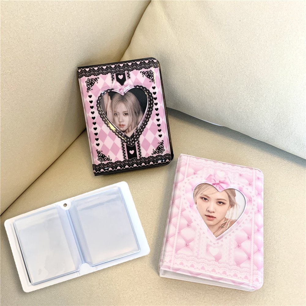 AMA Black Pink Lace 3 Inch Photo Album 40 Slots PVC Card Holder for ...