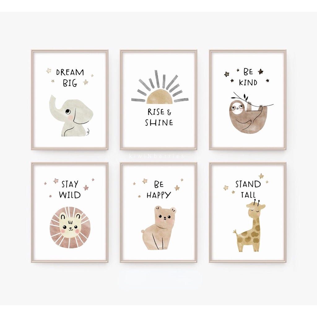 With Frame - Nursery Quotes Art Safari Cute Animals Baby Room Wild ...