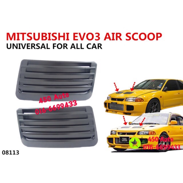 Mitsubishi Evo3 BONNET AIR SCOOP SET // EVO 3 E3 BONET COVER FOR WIRA ...