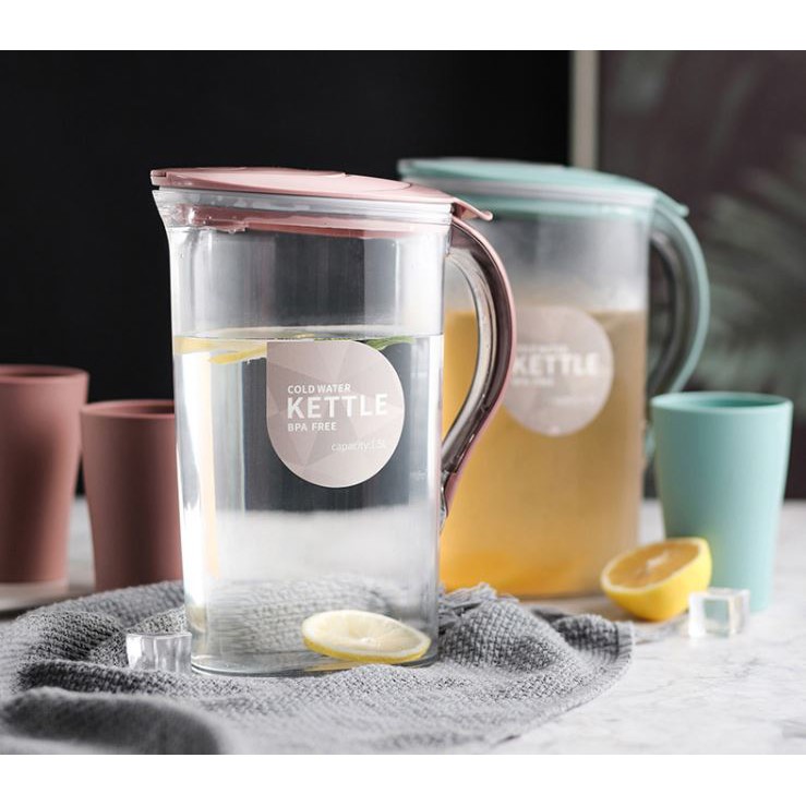 Beihe 2.1L Water Pitcher Set with Cups Cold Water Flask Water Jug ...