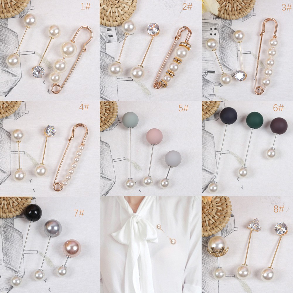 High-end 3/4/6/7 Pcs set Brooch Set Pearl Zircon Brooches Pin Set ...