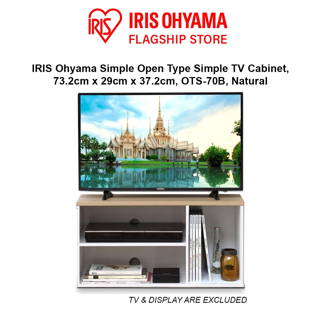 IRIS Ohyama OTS-70B Open Type Simple TV Cabinet, TV Console, TV Table, Width 73.2cm, Natural ...