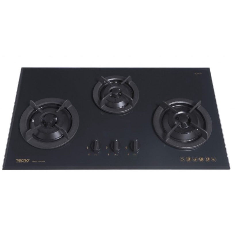 Tecno T333TGSV / T 333TGSV 3-Burner 90cm Tempered Glass Cooker Hob ...