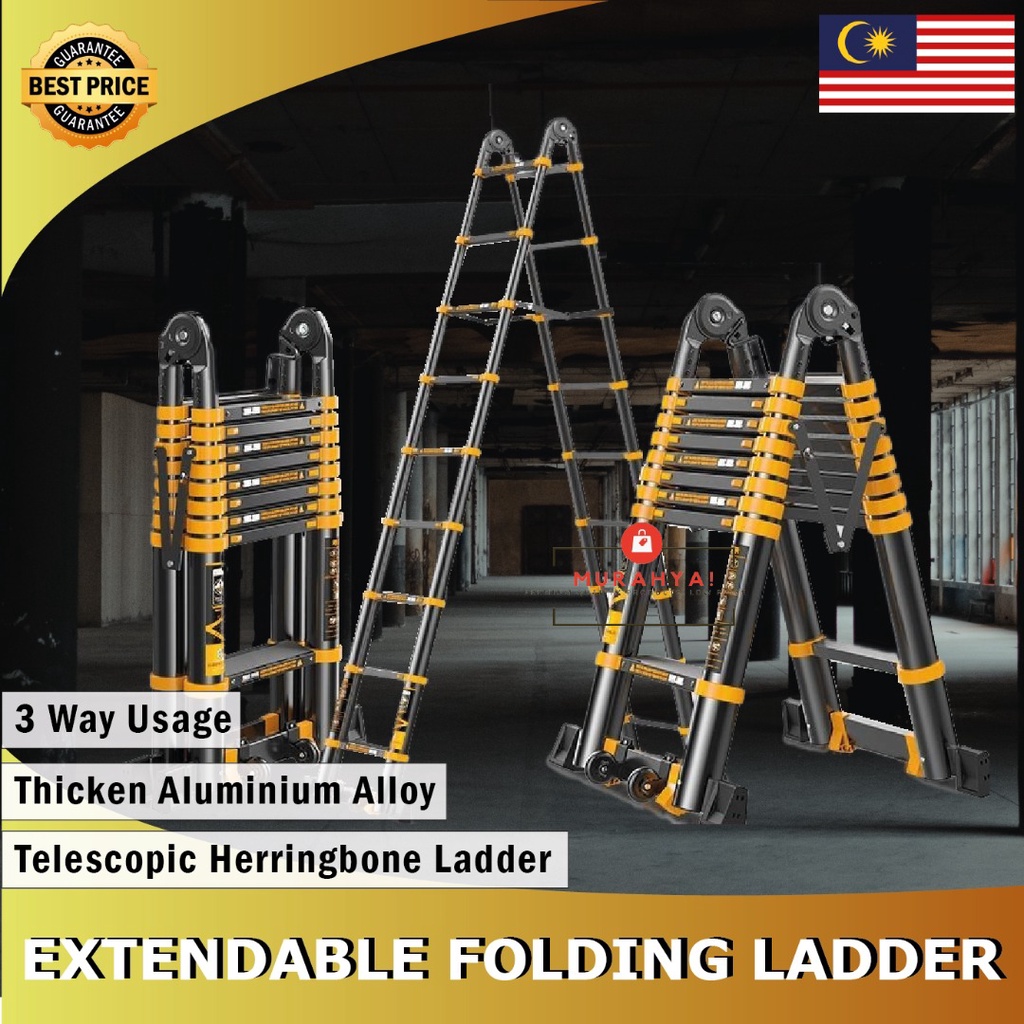 Telescopic ladder Tangga lipat Heavy duty multipurpose ladder Double ...