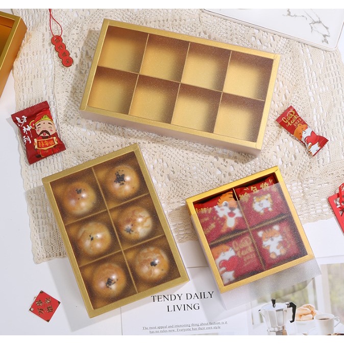 80g Gold mooncake gift box food tray takeaway box gold packaging paper ...