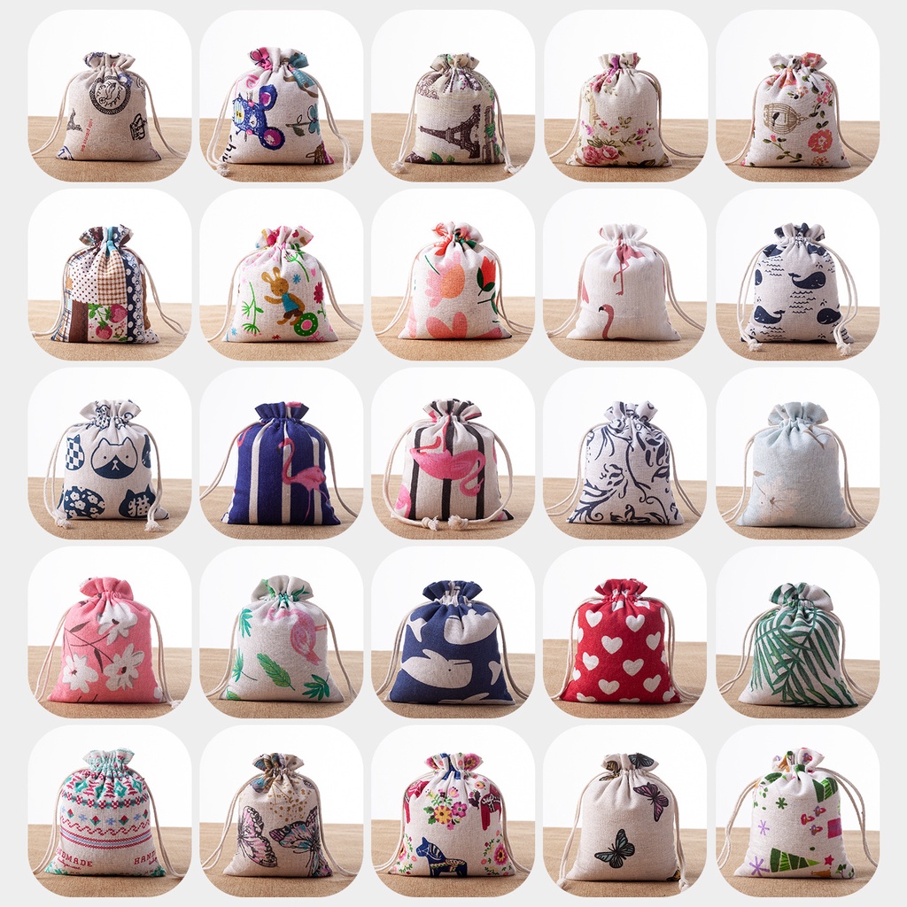 Reusable Cotton and Linen Drawstring Gift Bag for Jewelry Sachets ...
