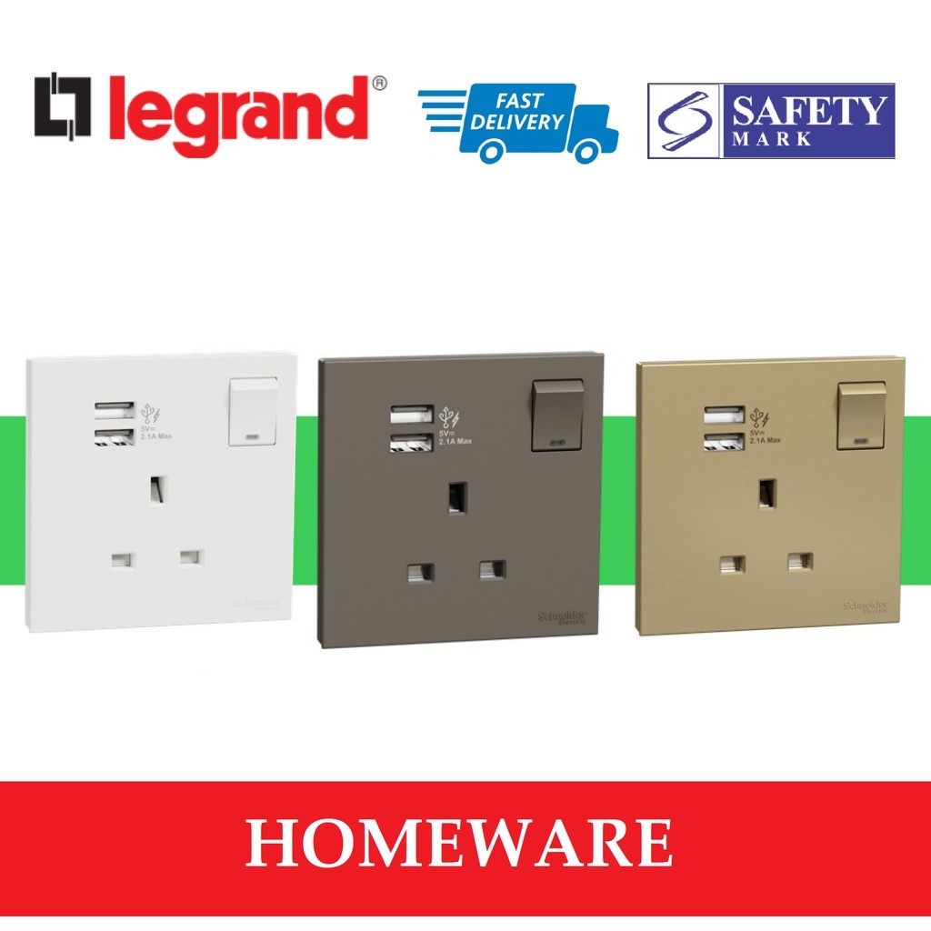 Schneider Electric AvatarOn C Single Socket with USB White Dark Grey ...