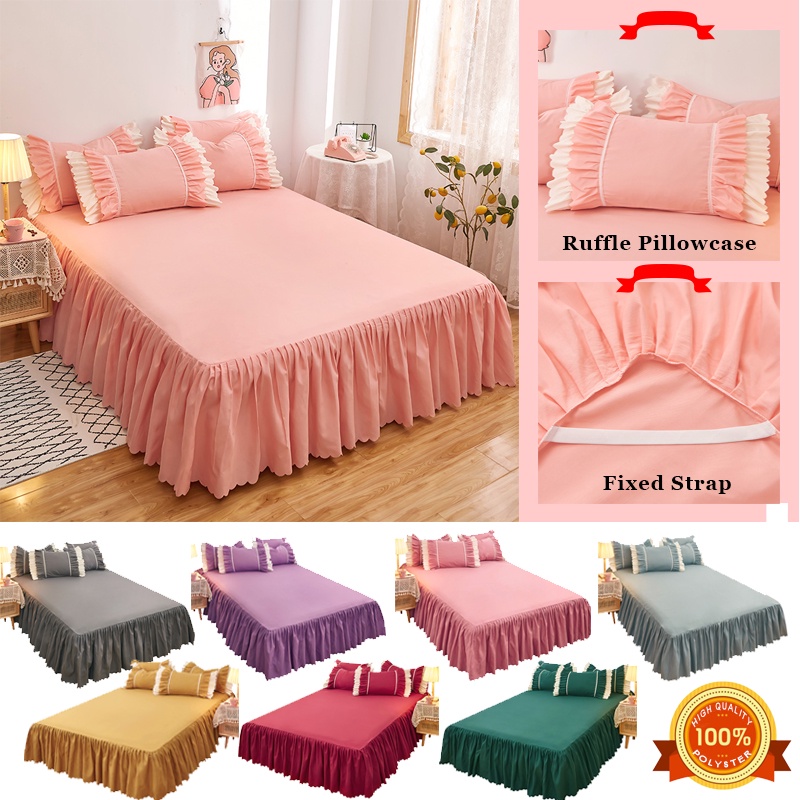 Bed Skirts Red/Purple Bed Skirt Twin Queen King Bedsheet with Skirt(150 ...