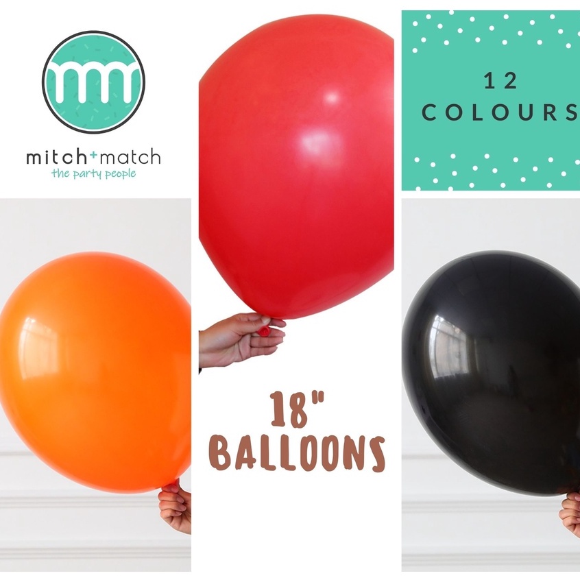 18 inch Balloons (12 Colours) for Parties + Weddings + Events | Shopee ...