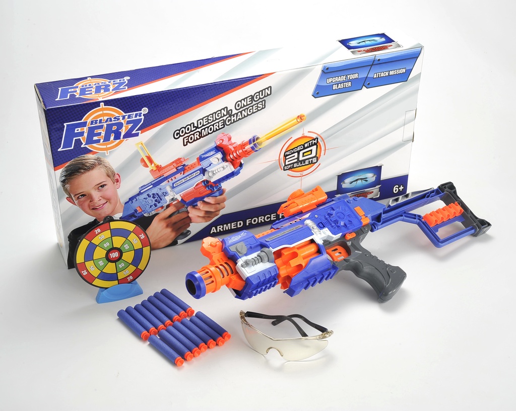 FERZ Armed Force Fighter Blaster, Includes 20 Soft Bullets, Eyeglasses ...