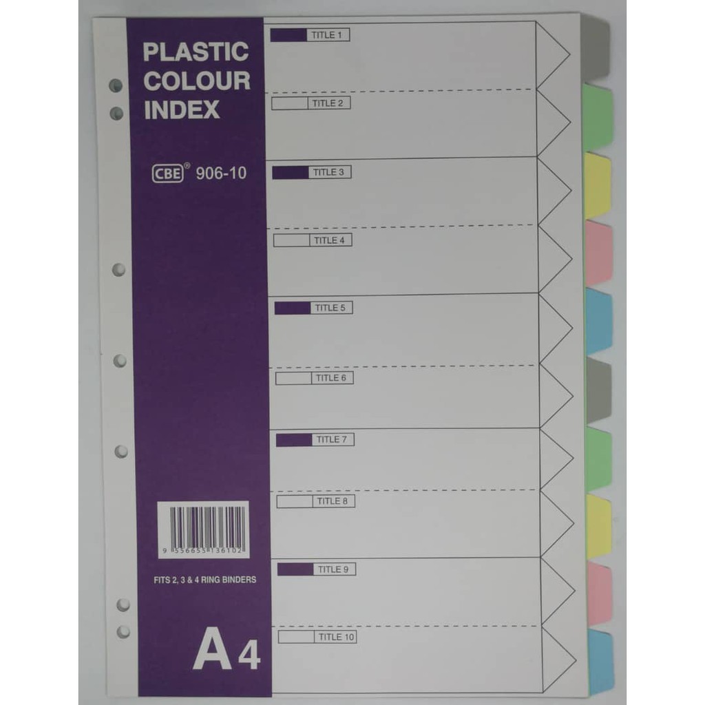 CBE 10 PLASTIC COLOUR INDEX DIVIDER | Shopee Singapore