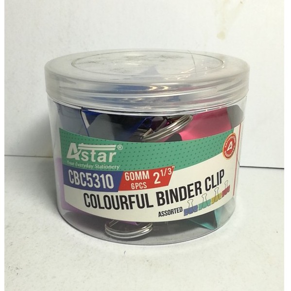 Astar Colourful Binder Clip/DOUBLE CLIP 60mm 6pcs (CBC5310) | Shopee ...