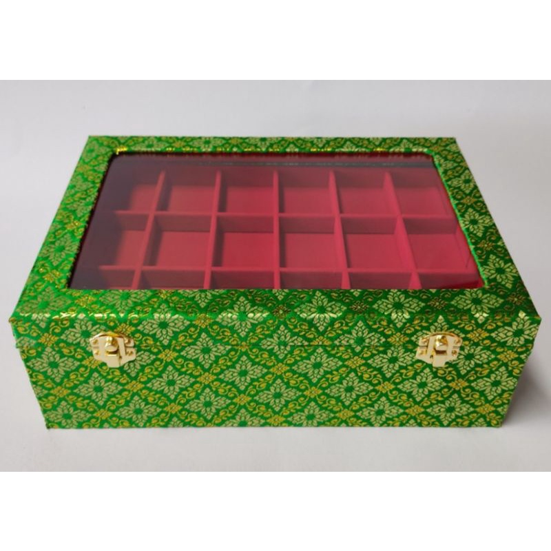 Free 1 Small Portable 3-Layer Monk Box 54 Compartments Blue Peacock ...