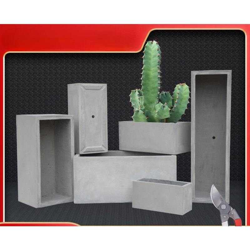 Cement Flower Pot Large Flower Box Rectangular Outdoor Living Room Mall ...