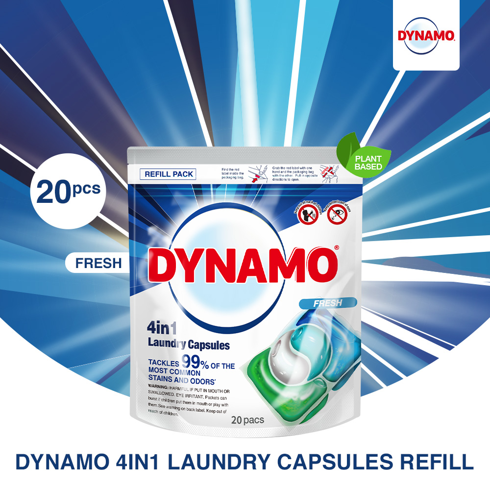 Dynamo 4-in-1 Plant-Based Laundry Capsules Fresh Refill (20 Pods ...