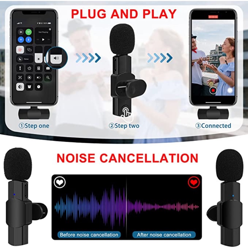【SG🇸🇬 Ready Stock】Wireless Microphone for All Phones Wireless Lavalier ...
