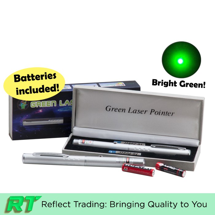Professional Bright Green Laser Pointer with Free Batteries and Gift ...