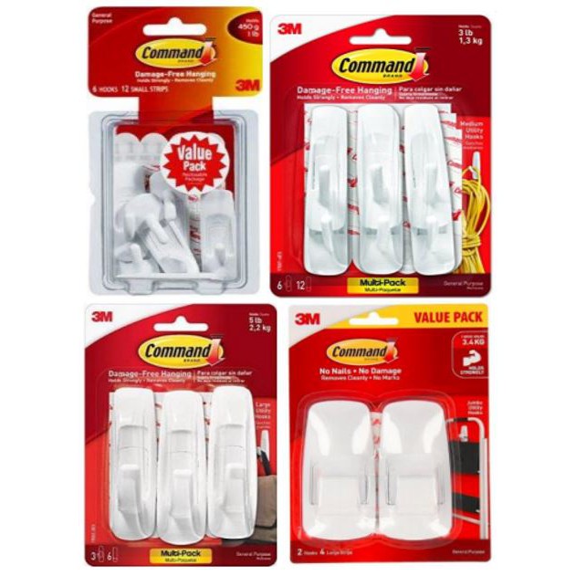 3M Command Small / Medium / Large / Jumbo Hooks Value Pack | Shopee ...