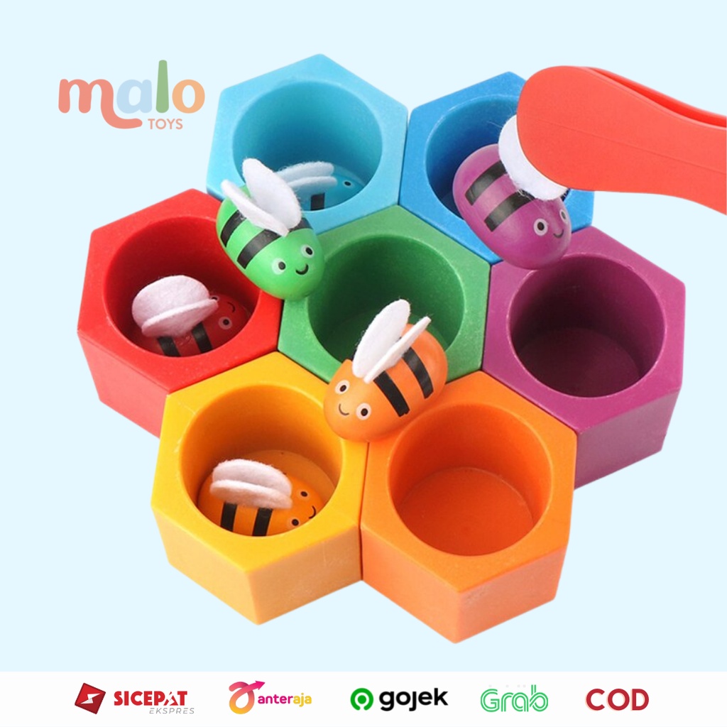 MALOTOYS - Bee Catching Game Bee Hive Game Sensory Play Grab The Bee ...